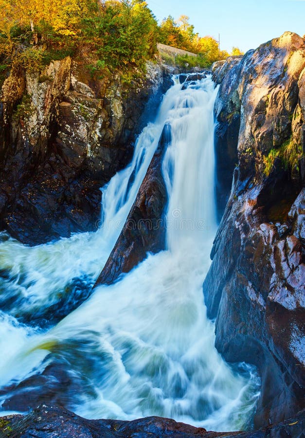 Panoramic Up Close View of Huge Waterfall Pouring Angry through Deep ...