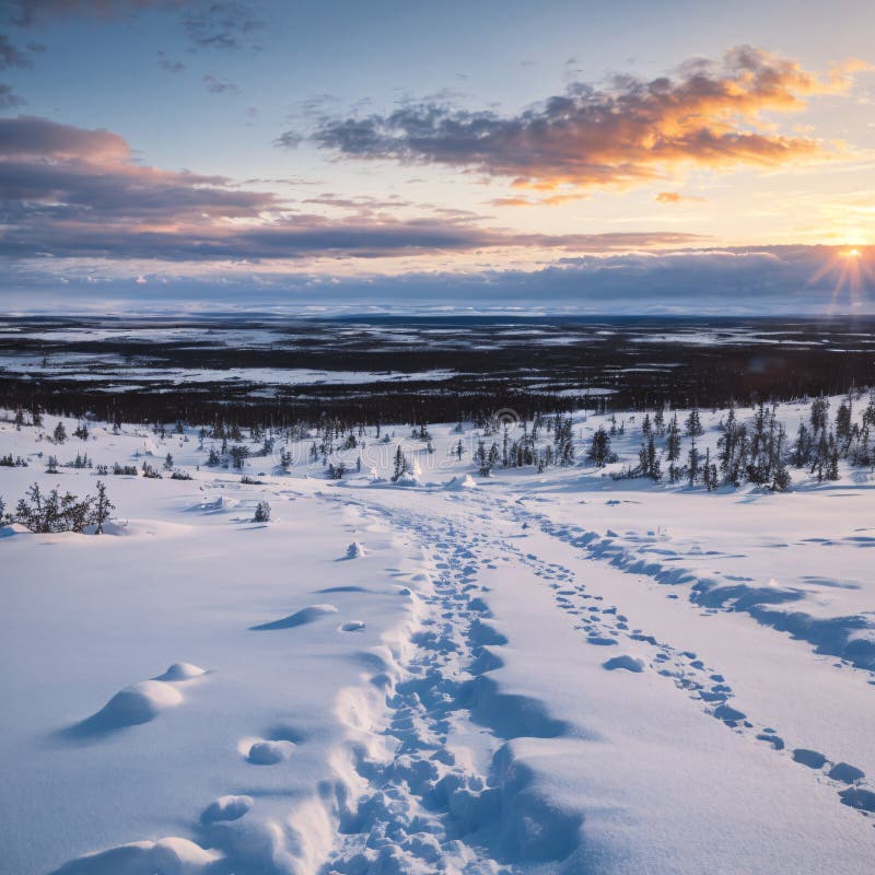 A Panoramic View of the Snow Covered Field. Stock Illustration ...