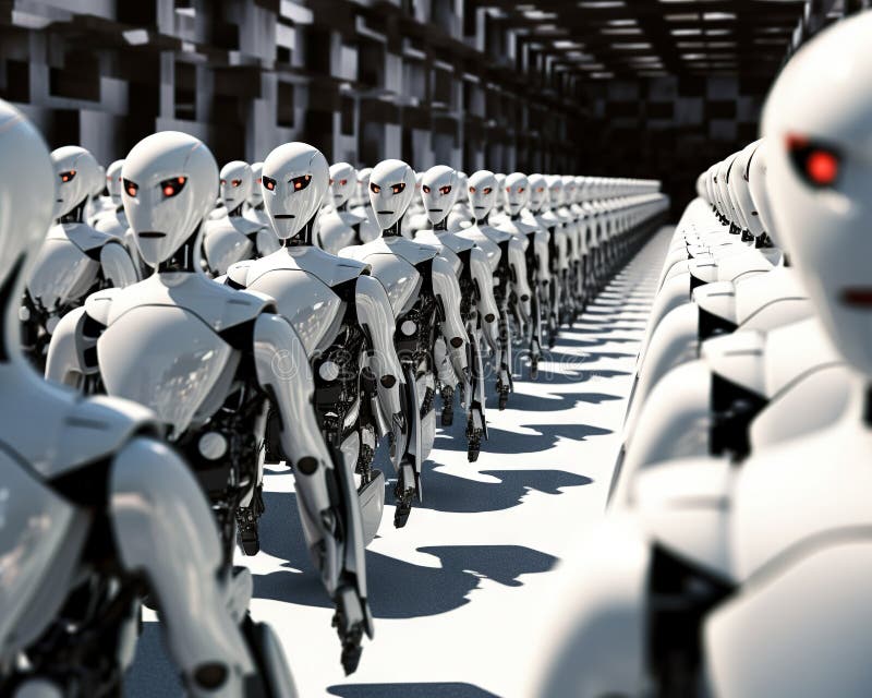 Sci-fi Scene, with Two Robots Engaged in Epic Battle, Shooting Lasers ...