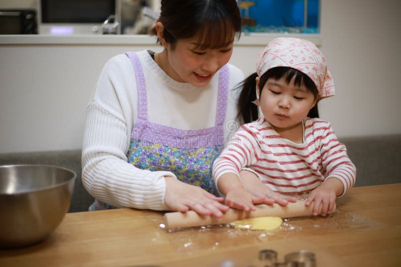 Parents and Children Making Sweets Stock Photo - Image of helping, food ...