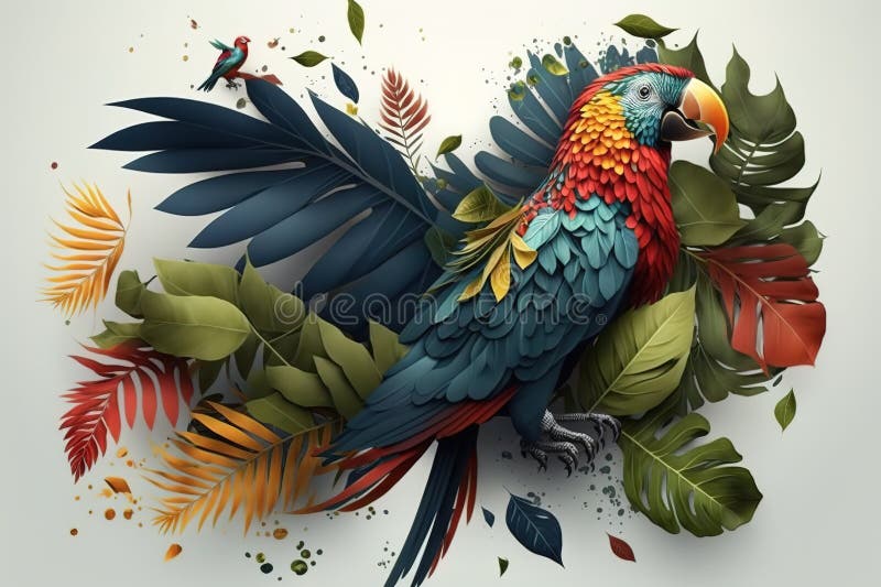 Image of Parrot Design with Leaf Elements. Bird. Pet. Animals ...