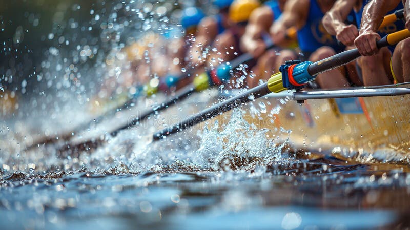 Conceptual Image of a Close Up of Rowing Oars Pulling through Water ...