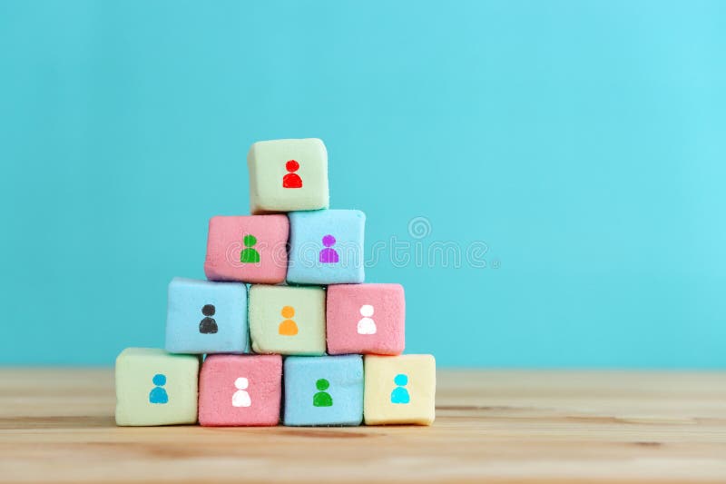Image of Pastel Colored Cubes with People Figures, Human Resources ...