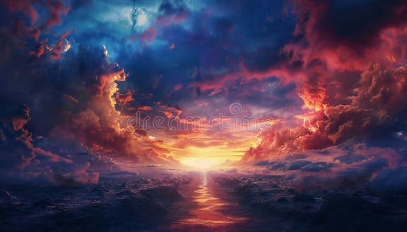 Image of a Path through Heaven and Hell Stock Illustration ...