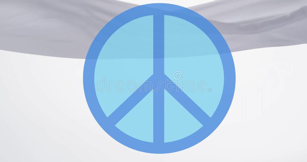 Image of Peace Symbol and Floating Cloth on White Background Stock ...