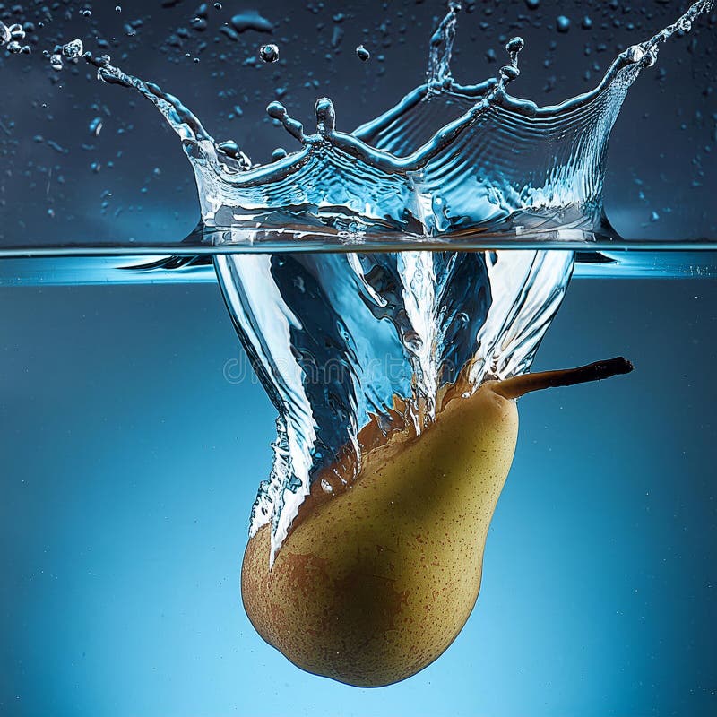 Image of Pear Falling into Water with Splashes , Generated by AI Stock ...