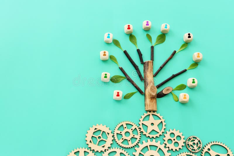 Image of Pencils and Tree with People Figures. Human Resources ...