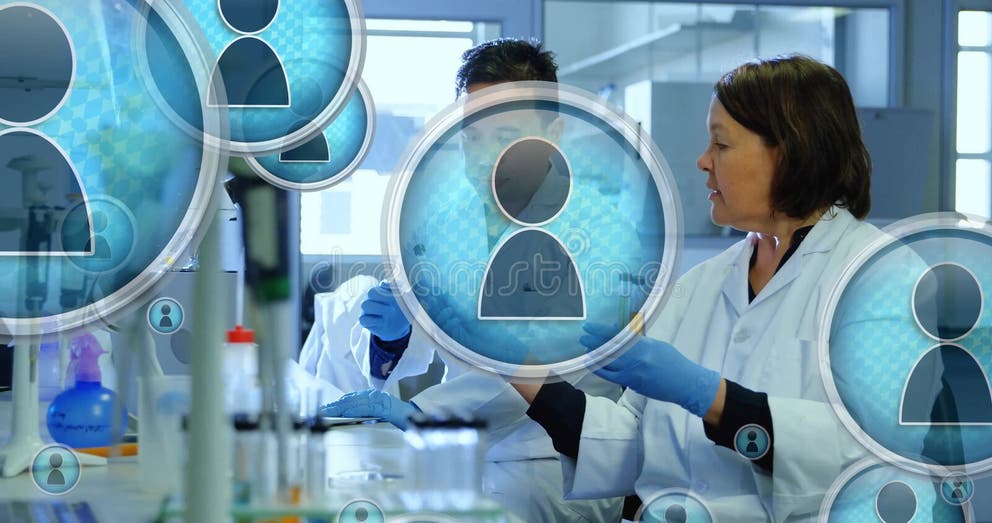 Image of People Icons and Data Processing Over Diverse Scientists in ...