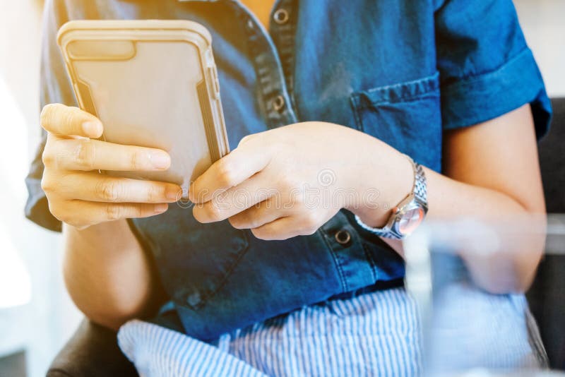 People using a smartphone stock photo. Image of digital - 172974244