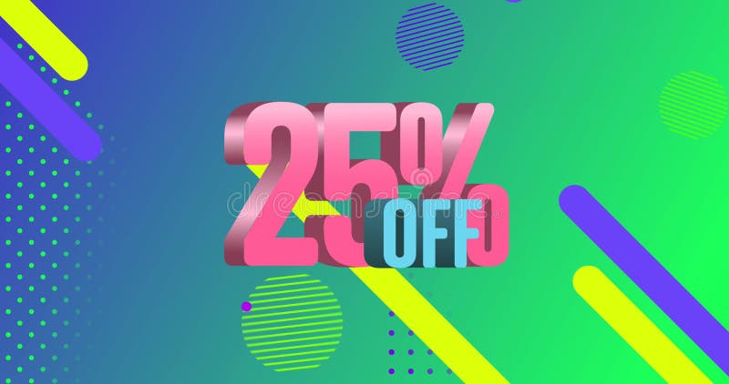 Image of 25 Percent Off Text and Shapes on Blue Background Stock ...