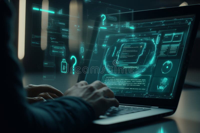 An Image of a Person Typing on a Laptop with Question Marks Floating ...