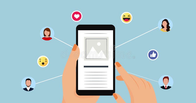 Image of Person Using Smartphone and Network of People Icons Stock ...