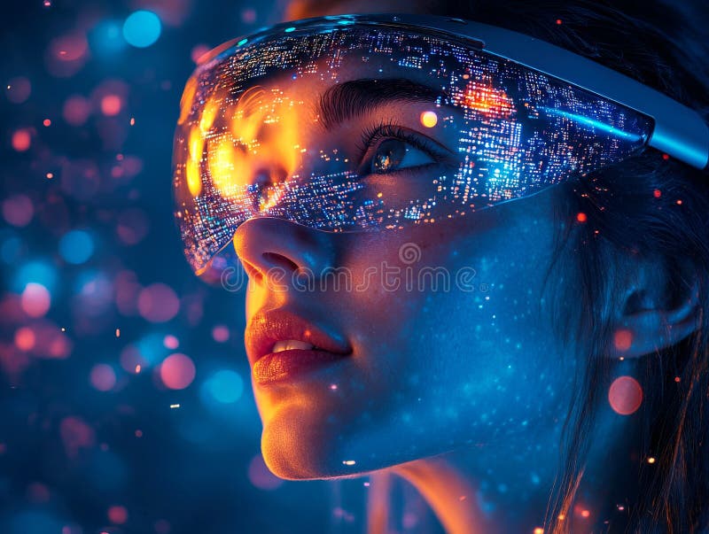 Image of a Person Wearing VR Goggles, Immersed in Virtual Reality ...