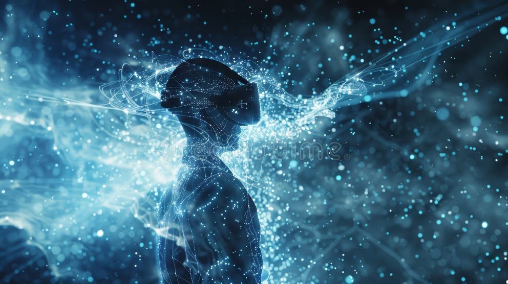 An Image of a Person Wearing a VR Headset Fully Immersed in a 6G ...