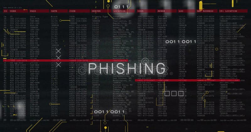 Image of Phishing Text and Digital Data Processing Over Black ...