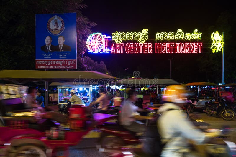 Image of Phnom Penh City at Night. Night Market Editorial Stock Photo ...
