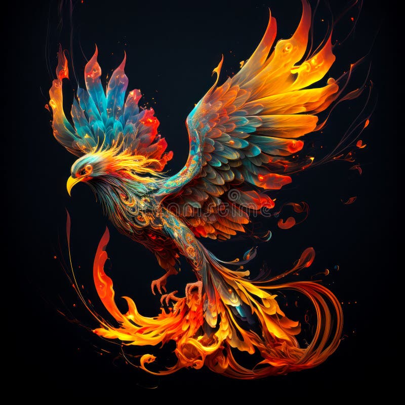 An Image of Phoenix Bird Flying in the Air. Generative AI Stock ...