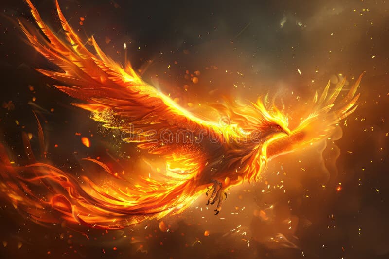 Image of the Phoenix is Flying Burning with Fire. Birds Stock ...