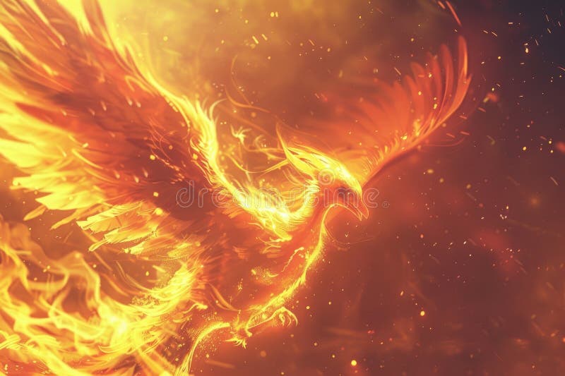 Image of the Phoenix is Flying Burning with Fire. Birds Stock ...