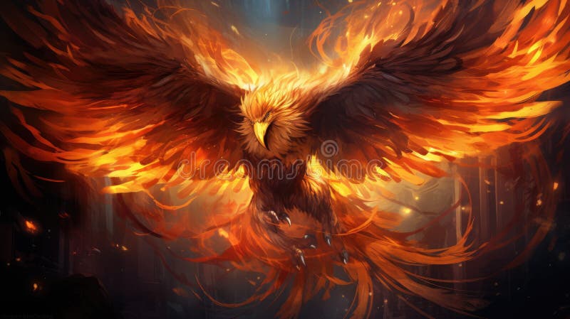 Image of the Phoenix is Flying Burning with Fire. Birds Stock ...
