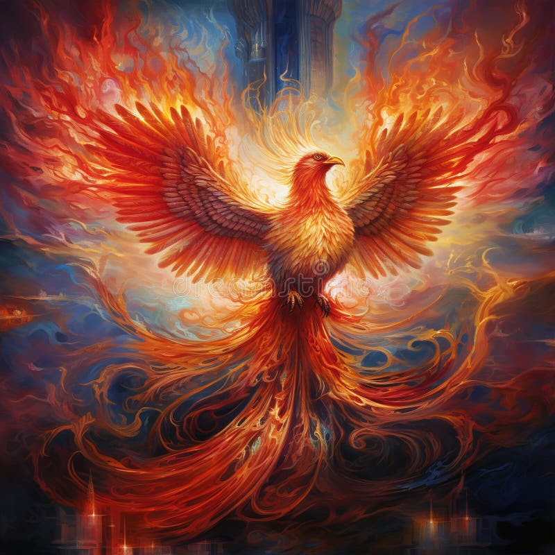 Image of the Phoenix is Flying Burning with Fire. Birds. Mythical ...