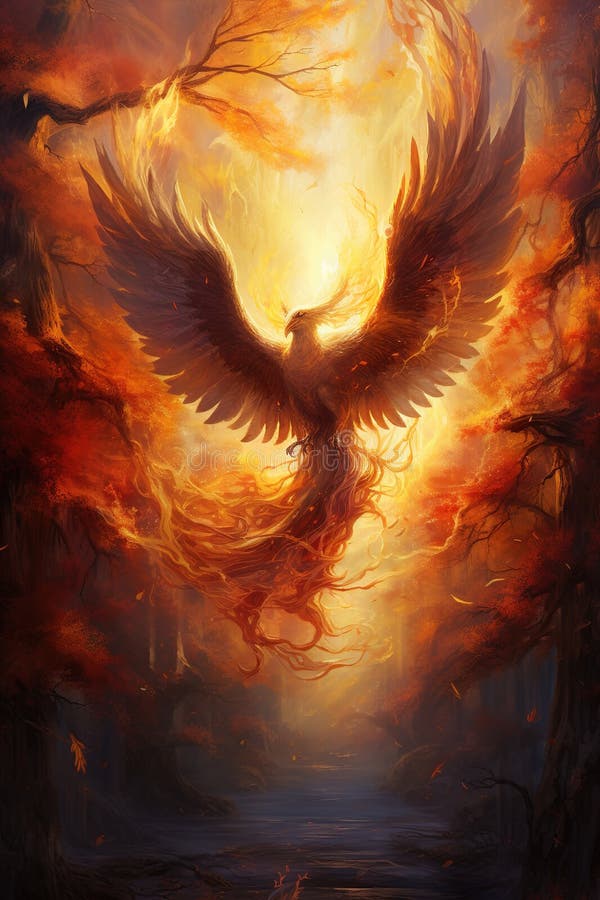 Image of the Phoenix is Flying Burning with Fire. Birds. Mythical ...