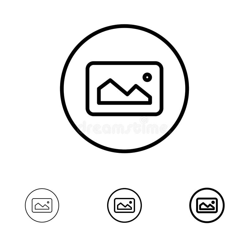 Image, Photo, Basic, Ui Bold and Thin Black Line Icon Set Stock Vector ...