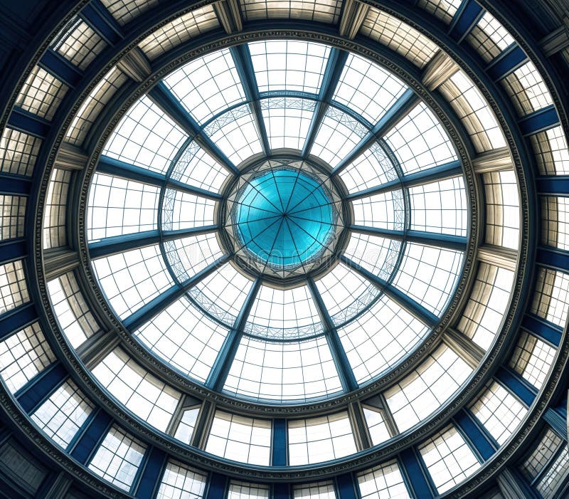 A Large, Circular Skylight in the Center of a Building. Stock Photo ...