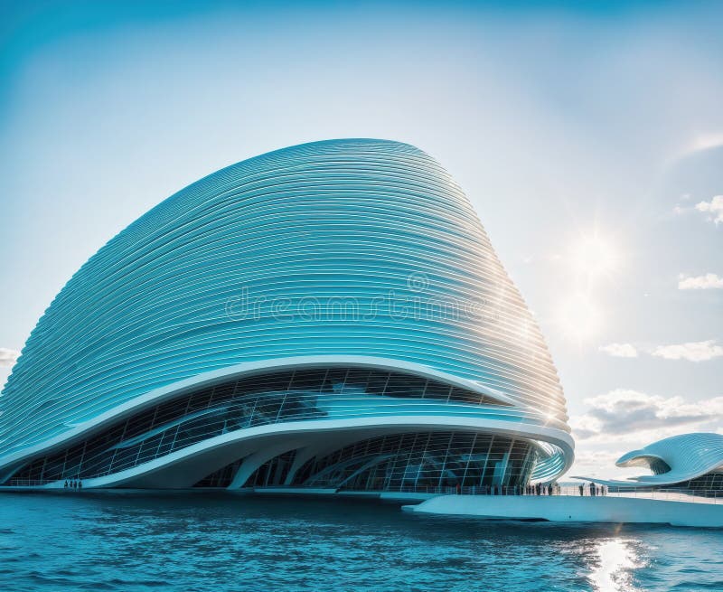 A Large, Modern Building with a Sleek, Curved Design. Stock Photo ...