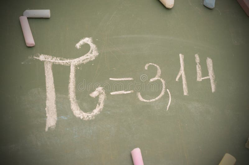 An Image of the Pi Number on the School Board with Chalk. Stock Image ...