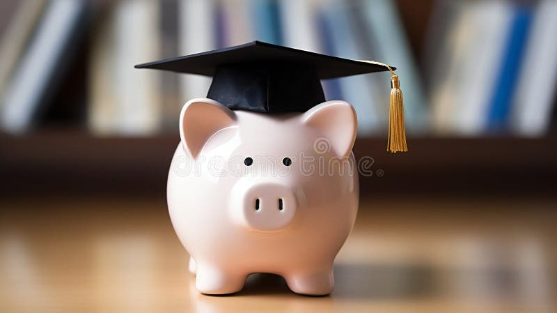 Image of Piggy Bank with Graduation Stock Illustration - Illustration ...