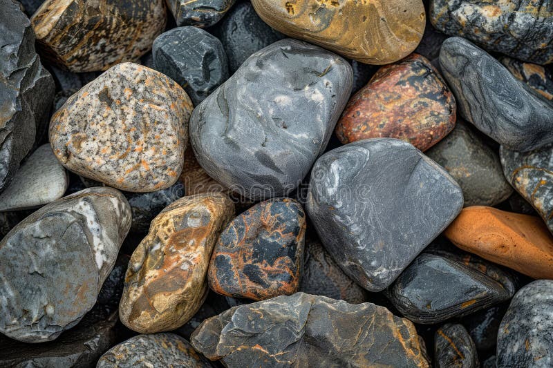 Image of Pile of Grey Pebble Stones. Texture for Background Usage Stock ...