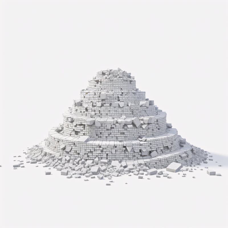 Pile of Rubble is Isolated on a White Background. Stock Illustration ...