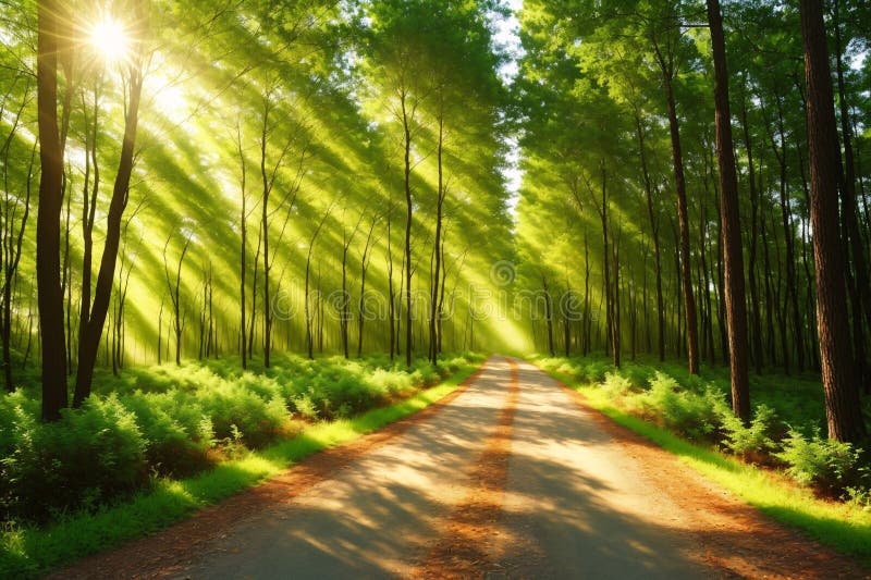 Pine Forrest in the Sun Made with Generative AI Stock Illustration - Illustration of beautiful ...
