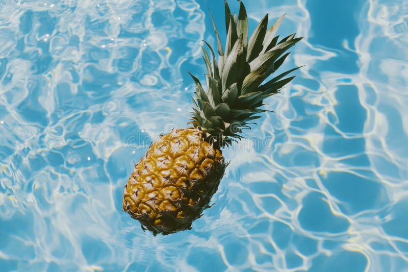 An Image of a Pineapple Floating in a Pool of Water. Stock Photo Stock ...