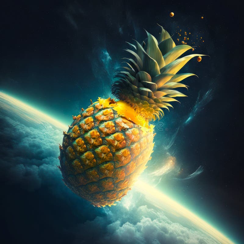 An Image of Pineapple Flying through Space. Generative AI Stock Illustration - Illustration of ...