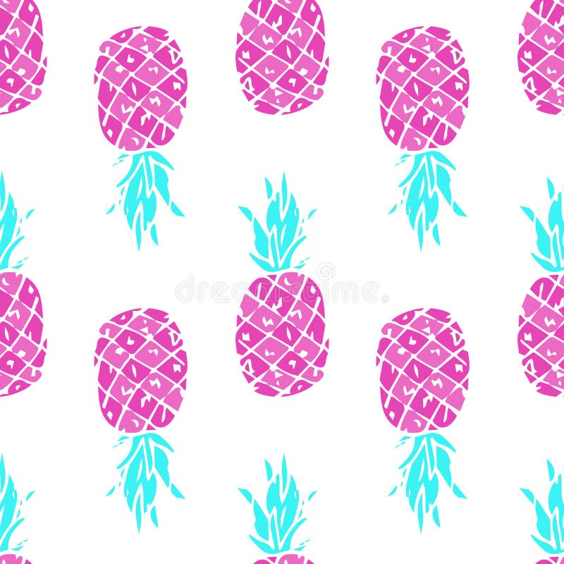 Pink Pineapple Pattern. Seamless Pattern Drawing in the Style of a ...