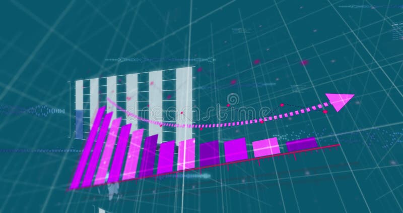 Image of Pink Graph Over Data Processing on Blue Background Stock ...