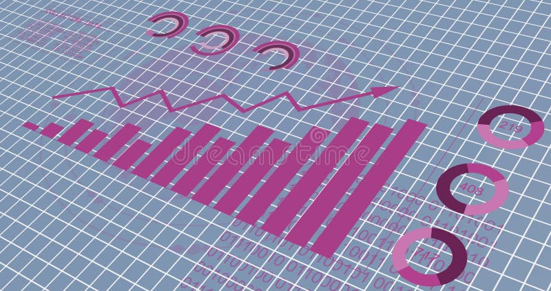 Image of Pink Infographic Interface Moving on Grid Background Stock ...