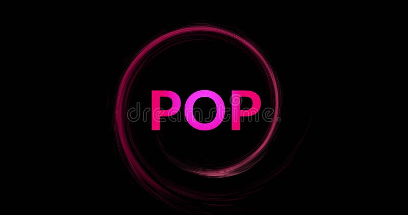 Image of Pink Pop Text and Circle of Light Trail on Black Background ...