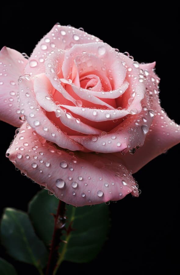 An Image of a Pink Rose with Raindrops, Stock Photo - Image of love ...