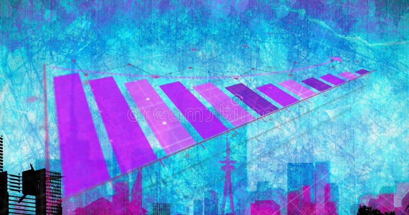 Image of Pink Statistics Processing Over Cityscape Background Stock ...