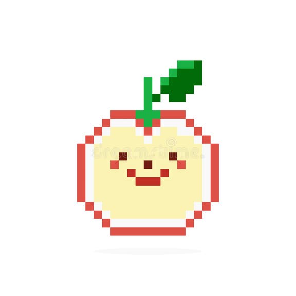Image of Pixel Smile Apple for Game Assets Stock Vector - Illustration ...