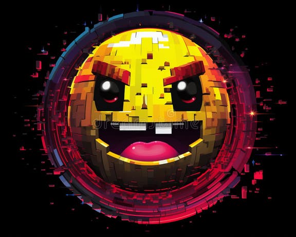 An Image of a Pixelated Smiley Face Stock Illustration - Illustration ...