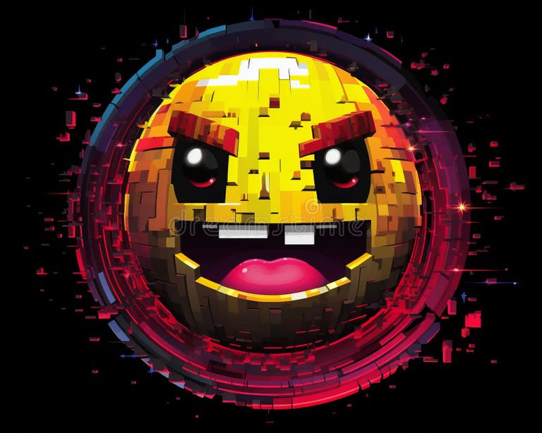An Image of a Pixelated Smiley Face Stock Illustration - Illustration ...