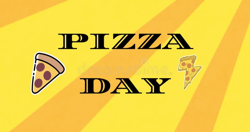 Image of Pizza Day Over Pizza Icons on Yellow Background Stock ...