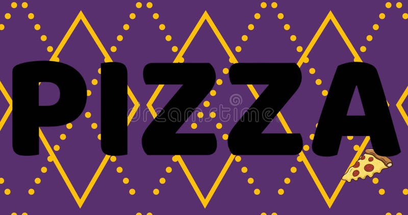 Image of Pizza Icon and Pizza Text Over Yellow Shapes Stock ...