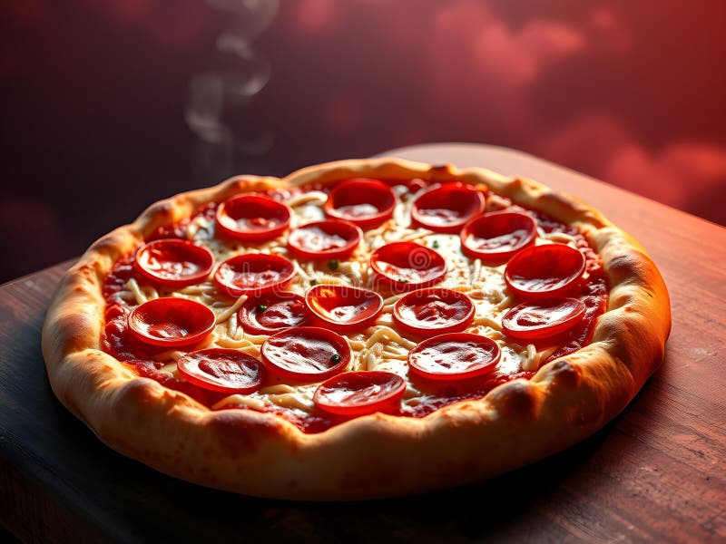 Pizza Pepperoni and Cheese on the Dish and Clean Table, Generative AI ...