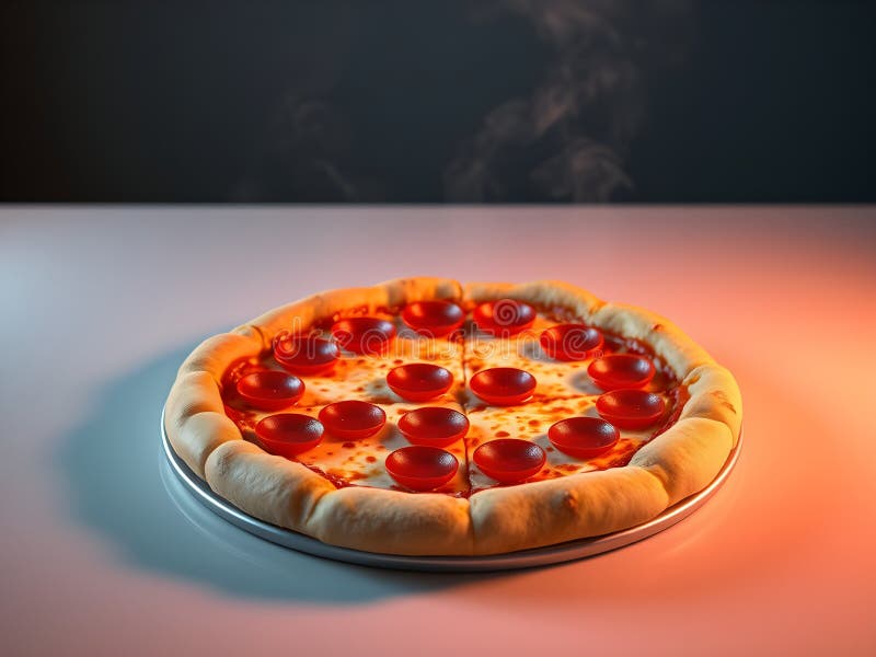 Pizza Pepperoni Cheese Dish Clean Table Generative Ai Illustration ...