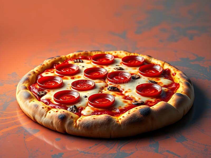 Pizza Pepperoni and Cheese on the Dish and Clean Table, Generative AI ...